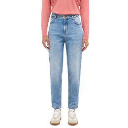 Mustang Damen Mom-Jeans "Damen Style Charlotte Tapered"585 mittelblau, Gr. 28, unifarben, Denim/Jeans, 99% Baumwolle, 1% Elasthan, Jeans