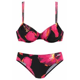 Lascana Damen B&uuml;gel-Bikini, bunt, Gr. 34, floral, Polyamid, Bikini-Sets, mit plakativem Bl&uuml;tenprint