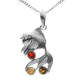 OSTSEE-SCHMUCK Damen Kette mit Anh&auml;nger "- Fisch - Silber 925/000 - Bernstein", 60, Silber 925 (Sterlingsilber), silber, Silber 925 (Sterlingsilber),