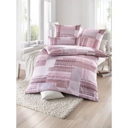 Bettw&auml;sche Biberna, rosa, Seersucker, 100% Baumwolle, Bettw&auml;sche