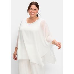 sheego Damen Longbluse, wei&szlig;, Gr. 54, unifarben, 100% Polyester, Blusen