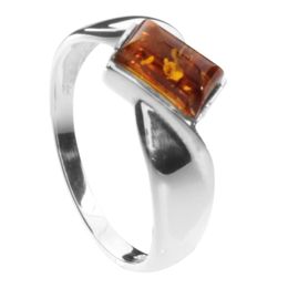 OSTSEE-SCHMUCK Damen Fingerring "- Kirsti - Silber 925/000 - Bernstein", 64, silber, Fingerringe
