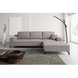 Ecksofa WERK2 "Fortuna modern und elegant, bequem, Breite 294cm, bodenfrei, L-Form", beige, B:294cm H:90cm T:191cm, 92% Polyester, 8% Nylon, Sofas, Ecksofa, Moderne, elegante Polsterecke, Komfortpolsterung und losen Kissen.