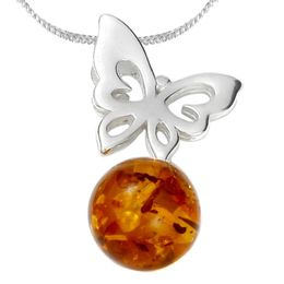 OSTSEE-SCHMUCK Damen Kette mit Anh&auml;nger "- Gleiter-Schmetterling - Silber 925/000 - Bernstein", 45, Silber 925 (Sterlingsilber), silber, Silber 925