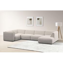 Wohnlandschaft OTTO HOME "Merid U-Form, B: 367 cm", grau (hellgrau), B:367cm H:70cm T:206cm, 100% Polyester, Sofas, Wohnlandschaft, jederzeit durch Module erweiterbar