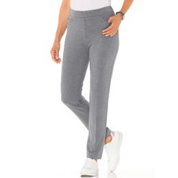 Stehmann Damen Jerseyhose, grau, Gr. 46, unifarben, 60% Polyester, 32% Viskose, 7% Polyamid, 1% Elasthan, Hosen