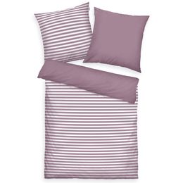 Bettw&auml;sche Tom Tailor HOME "MEDIUM STRIPES in Gr. 135x200cm, 155x220cm oder 200x220cm", lila (cozy mauve, crisp wei&szlig;), B/L: 200cm x 220cm, 1 Stk., 2 Stk., Renforc&eacute;, B/L: 80cm x 80cm & 80cm x 80cm, 3 Stk., Renforc&eacute;, Obermaterial: 100% Baumwolle, Bettw&auml;sche, Bettw&auml;sche, new bedroom, mit farbigem Markenrei&szlig;verschluss