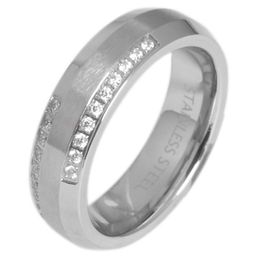 Adelia&acute;s ADELIA ́S Damen Fingerring "Damen Ring aus Edelstahl mit Strass Steinchen", 54, Edelstahlsilber, Edelstahl, Fingerringe