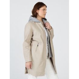 Maze Damen Langjacke "42021316", beige, Gr. 44, Obermaterial: 100% Lammleder. Futter: 100% Baumwolle. &Auml;rmelfutter: 100% Polyester. Kapuze: 55%