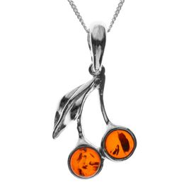 OSTSEE-SCHMUCK Damen Kette mit Anh&auml;nger "- Kirschen - Silber 925/000 - Bernstein", 45, Silber 925 (Sterlingsilber), silber, Silber 925