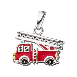 Kettenanh&auml;nger Jobo "Anh&auml;nger Kinderanh&auml;nger Feuerwehr 11 mm", rot, Schmuckanh&auml;nger, M&auml;dchen, Silber 925 (Sterlingsilber), Kettenanh&auml;nger, 925 Silber rhodiniert