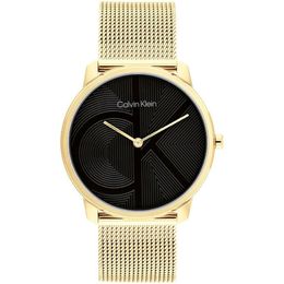 Quarzuhr Calvin Klein "CK ICONIC 35 mm", gold (goldfarben, schwarz), Armbanduhren, Damen, Quarzuhr, Armbanduhr, Damenuhr, Edelstahlarmband, analog
