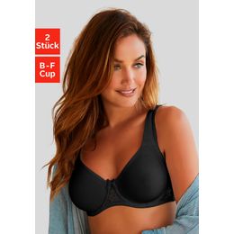 Damen T-Shirt-BH, NUANCE BY LASCANA, Gr. 105, schwarz-wei&szlig;, Spitze, Obermaterial: 85% Baumwolle, 10% Polyamid, 5% Elasthan, Basic, BHs, mit B&uuml;gel und
