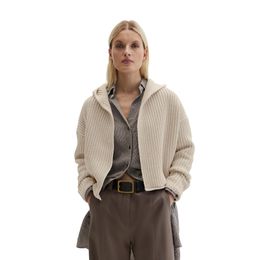 Marc O'Polo MARC O'POLO Damen Cardiganlinen beige, Gr. L, unifarben, Grobstrick, Obermaterial: 74% Baumwolle, 26% Polyester, Strickjacken, kurze Form, Oversize,