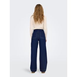 Only Damen High-waist-Jeans "ONLMADELINE HW WD POCKET DNM GUA113 NOOS"dunkelblau denim, Gr. L, unifarben, Denim/Jeans, Obermaterial: 74% Baumwolle,