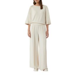 comma, COMMA Damen Stoffhose, beige, Gr. 46, unifarben, Web, Obermaterial: 100% Polyester, Hosen, mit elastischem Bund