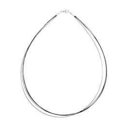 OSTSEE-SCHMUCK Damen Halsreif "- Nyloncollier 5-reihig -schwarz- - Edelstahl - Verschlu&szlig; aus Silber 925/000", 45, Edelstahl, schwarz, Edelstahl,
