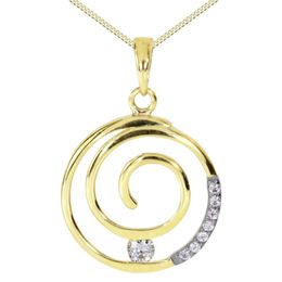 OSTSEE-SCHMUCK Damen Kette und Anh&auml;nger Set "- Spirale - Gold 333/000 - Zirkonia", 42, gold, Gelbgold 333, Schmuck_Sets