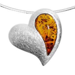 OSTSEE-SCHMUCK Damen Kette mit Anh&auml;nger "- Gleiter-Herz 30 mm - Silber 925/000 - Bernstein", 42, Silber 925 (Sterlingsilber), silber, Silber 925