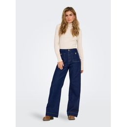 Only Damen High-waist-Jeans "ONLMADELINE HW WD POCKET DNM GUA113 NOOS"dunkelblau denim, Gr. XS, unifarben, Denim/Jeans, Obermaterial: 74% Baumwolle,