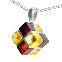 OSTSEE-SCHMUCK Damen Kette mit Anh&auml;nger "- W&uuml;rfel 11 mm - Silber 925/000 - Bernstein", 60, Silber 925 (Sterlingsilber), silber, Silber 925