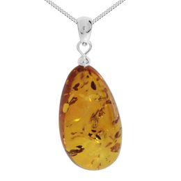 OSTSEE-SCHMUCK Damen Kette mit Anh&auml;nger "- Tropfen ca. 34 mm lang - Silber 925/000 - Bernstein", 60, Silber 925 (Sterlingsilber), silber, Silber 925