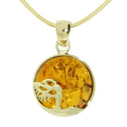 OSTSEE-SCHMUCK Damen Kette mit Anh&auml;nger "- Windfl&uuml;chter 16 mm - Silber 925/000, vergoldet - Bernstein", 45, Silber 925 (Sterlingsilber), gold, Silber