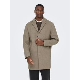 Only & Sons ONLY & SONS Herren Kurzmantel "ONSARON WOOL COAT OTW", beige, Gr. L, unifarben, Web, Obermaterial: 50% Polyester, 40% Wolle, 5% Polyacryl, 5%
