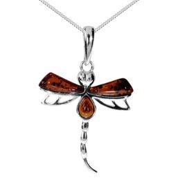 OSTSEE-SCHMUCK Damen Kette mit Anh&auml;nger "- Libelle - Silber 925/000 - Bernstein", 45, Silber 925 (Sterlingsilber), silber, Silber 925