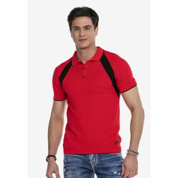 Cipo & Baxx CIPO & BAXX Herren T-Shirt "T-Shirt", rot, Gr. S, unifarben, 50% Baumwolle, 50% Viskose, Shirts, mit dezentem Muster und Kontrast-Elementen