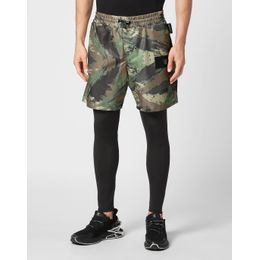 Plein Sport Herren Sporthose "Camouflage", schwarz, Gr. S, Stoff: 90% Polyester, 10% Elasthan, Hosen