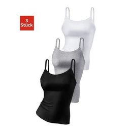 H.I.S. H.I.S Damen Spaghettitop "ohne Seitenn&auml;hte", schwarz-wei&szlig;, Basic, Gr. 32, unifarben, Feinripp, Obermaterial: 100% Baumwolle, Tops, aus luftiger