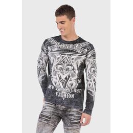 Cipo & Baxx CIPO & BAXX Damen T-Shirt "Sweatshirts", schwarz, Gr. S, bedruckt, 95% Baumwolle, 5% Elasthan, Shirts, mit coolem Print