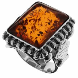 OSTSEE-SCHMUCK Damen Fingerring "- Fischland 18x15 mm - Silber 925/000 - Bernstein", 70, silber, Fingerringe