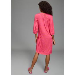 Laura Scott Damen Sommerkleidpink, gemustert, Gr. 38, Obermaterial: 95% Viskose, 5% Elasthan, Kleider, Mini-Look, mit V-Ausschnitt, mit Halbarm, aus