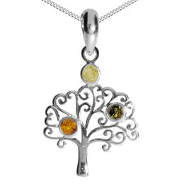 OSTSEE-SCHMUCK Damen Kette mit Anh&auml;nger "- Lebensbaum - Silber 925/000 - Bernstein", 45, Silber 925 (Sterlingsilber), silber, Silber 925
