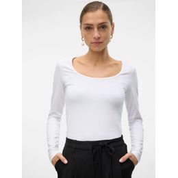 V&eacute;ro Moda VERO MODA Damen Langarmshirt "VMLULU LS U-NECK TOP JRS GA NOOS", wei&szlig;, Gr. S, unifarben, Jersey, Obermaterial: 95% Baumwolle, 5% Elasthan, Shirts