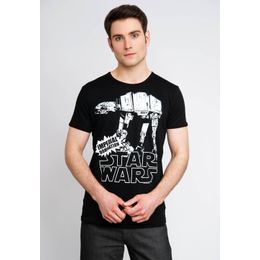logoshirt Herren T-Shirt "AT-AT", schwarz-wei&szlig;, Gr. L, bedruckt, 100% Baumwolle, Shirts, mit gro&szlig;em Star Wars-Aufdruck