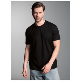 TRIGEMA Herren T-Shirt "TRIGEMA Essential Tee", schwarz, Basic, Gr. M, Single Jersey, 48% Baumwolle, 48% Micromodal, 4% Elasthan, Shirts