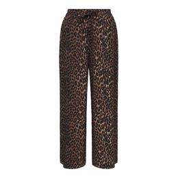 Schlupfhose Only "ONLALTA MW STRING WIDE AOP PANT PNT ZLO", Damen, Gr. L, L&auml;nge 32, schwarz aop:leo, Web, Obermaterial: 98% Polyester, 2% Elasthan, bedruckt, lang, Hosen Schlupfhose