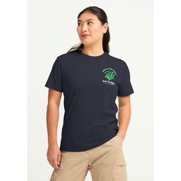 T-Shirt Jack Wolfskin "CAREFREE T W", Damen, Gr. L (42/44), plant, schwarznavy, Obermaterial: 100% BAUMWOLLE, Shirts T-Shirt