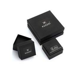 Kuzzoi Herren Siegelring "Herren Siegelring Emaille Schwarz Basic 925 Silber", 56mm, Silber 925 (Sterlingsilber), gold, Silber 925 (Sterlingsilber),