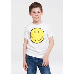logoshirt M&auml;dchen T-Shirt "Smiley", wei&szlig;, Gr. 92, bedruckt, 100% Baumwolle, Shirts, in tollem Smiley-Design