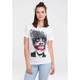 logoshirt Damen T-Shirt "Batman - Joker Bats", wei&szlig;, Gr. XS, bedruckt, 100% Baumwolle, Shirts, mit trendigem Superschurken-Print