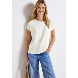 Street One Damen Rundhalsshirt, wei&szlig;, Gr. 36, gestreift, Jersey, Obermaterial: 61% Polyester, 31% Viskose, 5% Elasthan, 3% metallisierte Fasern,