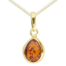 OSTSEE-SCHMUCK Damen Kette mit Anh&auml;nger "- Enela - Silber 925/000, vergoldet - Bernstein", 42, Silber 925 (Sterlingsilber), gold, Silber 925