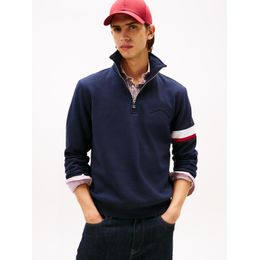 Sweatshirt Tommy Hilfiger "RWB INSERT ZIP", Herren, Gr. L, desert sky, Sweatware, Obermaterial: 64% Baumwolle, 36% Polyester, unifarben mit Farbeinsatz, regular fit normal, Rundhals, eingesetzt Rippb&uuml;ndchen, Sweatshirts Sweatshirt, Regular fit