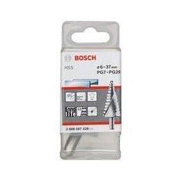 Bosch HSS-Stufenbohrer, &Oslash; 6mm - &Oslash; 37mm, PG7 - PG29 12 Stufen, mit Spiralnut