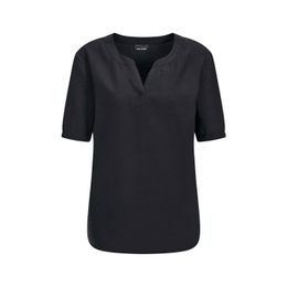 Schlupfbluse GOLDNER "Blusenshirt mit feiner Streifenstruktur", Damen, Gr. 38, schwarz, Obermaterial: 100% Polyester PES., gerade, V-Ausschnitt, Blusen Schlupfbluse, figurschmeichelende Schnittf&uuml;hrung