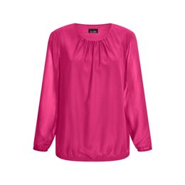 Klassische Bluse GOLDNER "Kurzgr&ouml;&szlig;e Elegante Bluse aus Chiffon", Damen, Gr. 22, pink, Obermaterial: 67% Polyester PES. 30% Viskose CV. 3% Elasthan EL., Modisch, Blusen, Rundhalsausschnitt